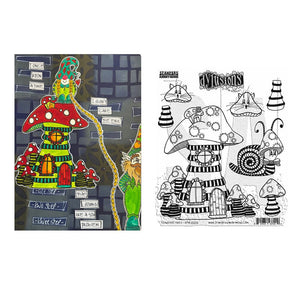 Dylusions Stampers Anonymous Cling Mount Stamp Toadstool Tales